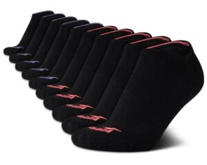 avia women's athletic performance cushioned no show solid socks (10 pack), size 4-9, black logo