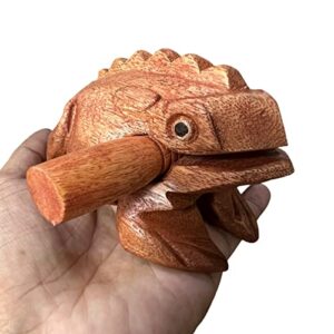 nutta - 5 inches wooden frog guiro rasp musical instrume wood percussion desk scraping fog with frog sound idea funny instruments nature wood music home garden decoration (5 inches)