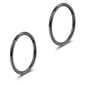 20g small nose rings hoops grade 23 titanium black hinged seamless rings clicker sleeper top cartilage daith rook snug tragus piercing hoop earrings 7mm