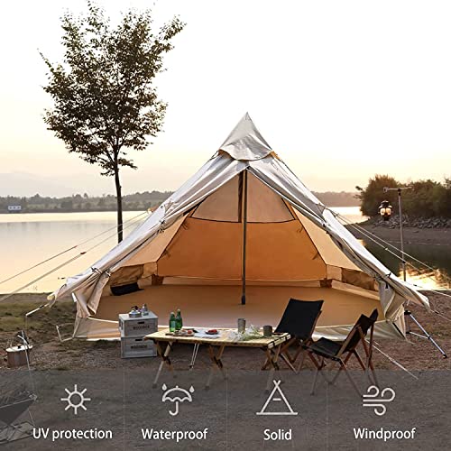 Baralir Outdoor Camping Tent Oxford Bell Tent Safari Tents Yurt Tent for Family with Cool Ventilation Mosquito Net Doors & Windows, Also Great for Winter with Zipper Full Closed