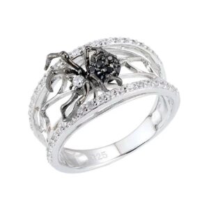 925 sterling silver women's creative retro stereo black spider web ring fashion trend accessories hip hop party rings women's zodiac rings aaa cubic zirconia engagement wedding rings 619 (9)