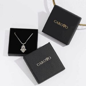 CAROVO Dainty Pearl Pendant Necklace for Women 14k Gold Plated Barque Pearl Chain Necklace Handmade Cultured with Five Tiny Pearl Everyday Jewelry for Gifts