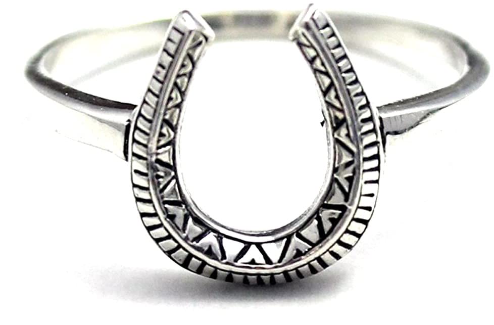 925 Sterling Silver Horseshoe band Ring COSUMOSU (8)