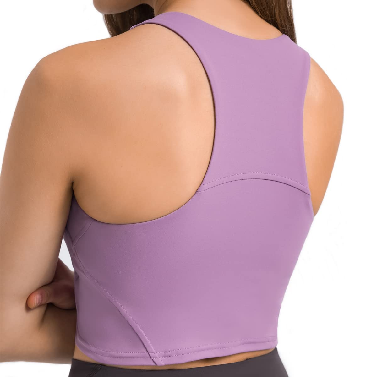 VAPUCY Women Racerback Padded Sports Bras Workout Crop Tanks Yoga Running Active Tops (Medium, Lavender-Purple)