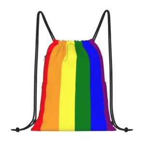 pauseboll lgbt gay pride drawstring backpack rainbow string bag gym sackpack waterproof cinch sports sack for men women beach yoga traveling school gifts one size