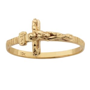 palmbeach 10k yellow gold stackable crucifix ring sizes 6-10 size 8