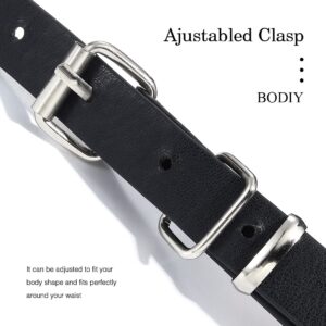 BODIY Punk Waist Belt Fashion Strap Gothic Black Leather Wide Waist Belts Elastic Rave Cosplay Halloween Body Chain Accessory for Women and Girls