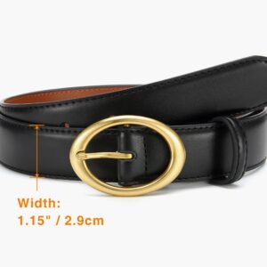 Womens Belt - CR Leather Belt Women Casual for Jeans Pants Dress - Belts with Gold Buckle for Women Fashion