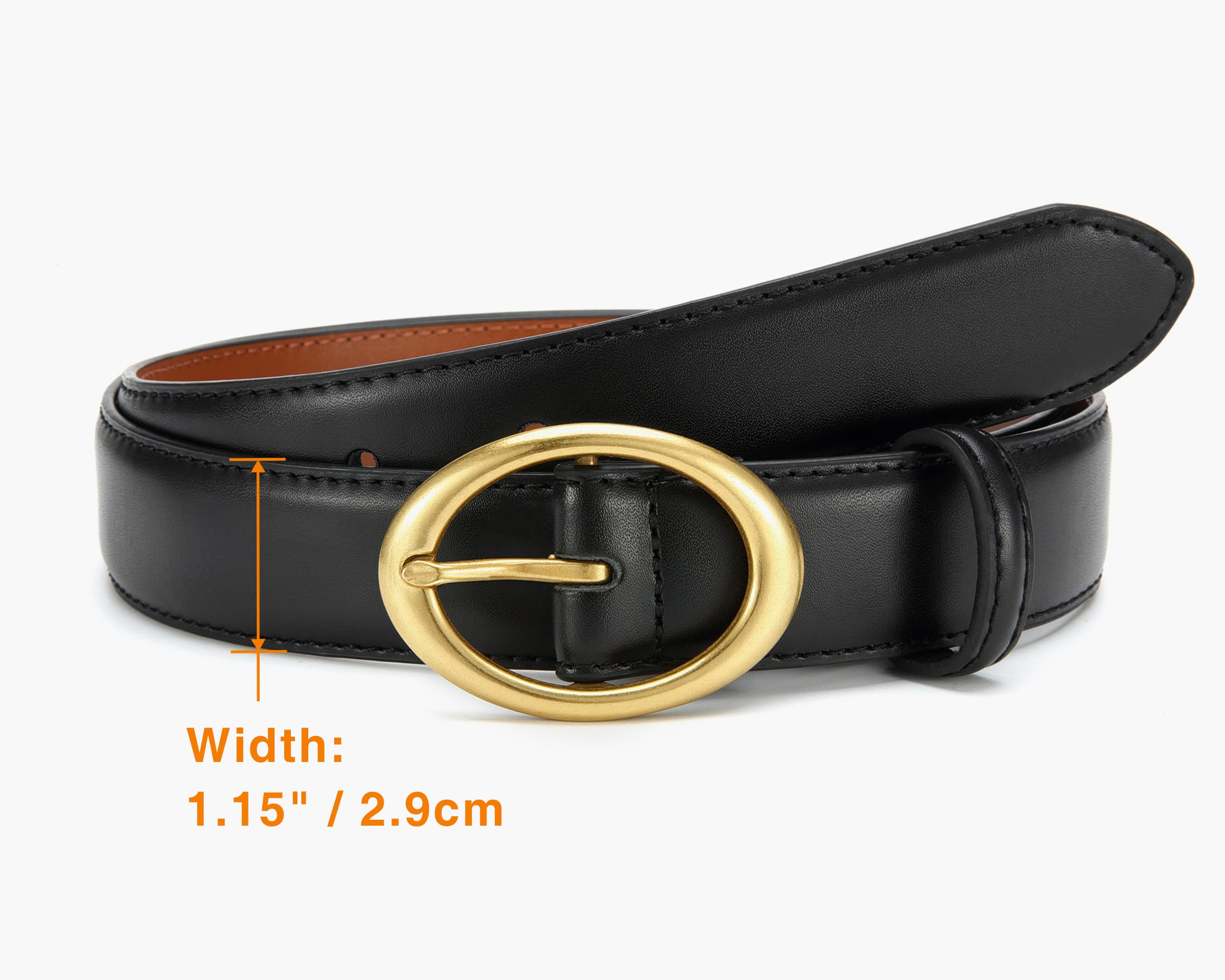 Womens Belt - CR Leather Belt Women Casual for Jeans Pants Dress - Belts with Gold Buckle for Women Fashion