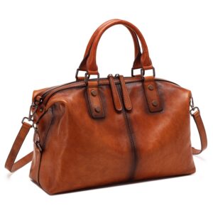 women genuine leather handbags vintage purses top handle satchel and tote crossbody shoulder bags (vintage brown)