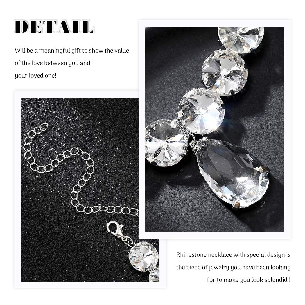 ACEDRE Rhinestone Choker Necklace Large Crystal Pendant Necklaces Silver Diamond Neck Chain Party Prom Pageants Fashion Chokers Jewelry for Women