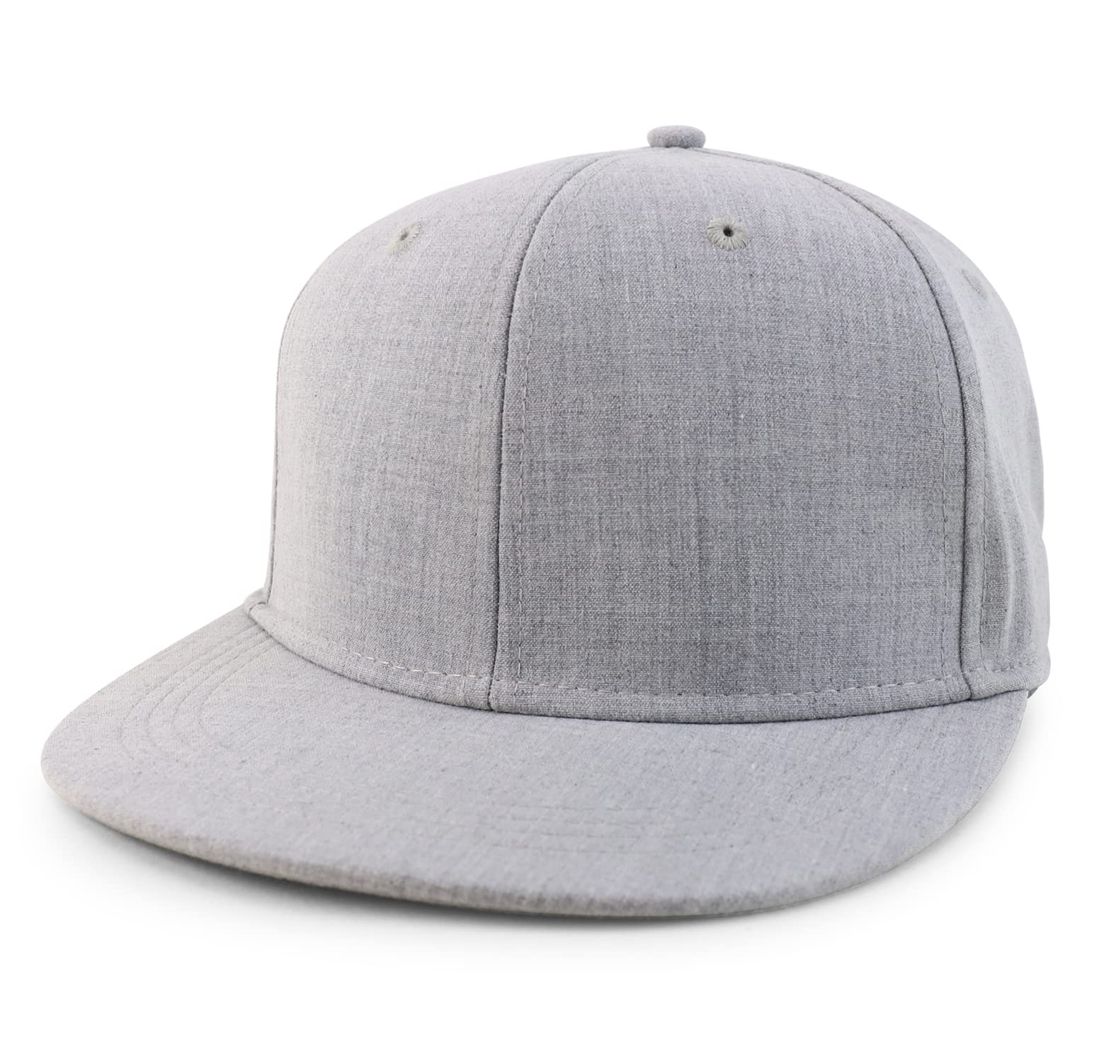 Armycrew Oversized 2XL Structured Flatbill Snapback Cap for Big Heads - Heather Grey - 2XL