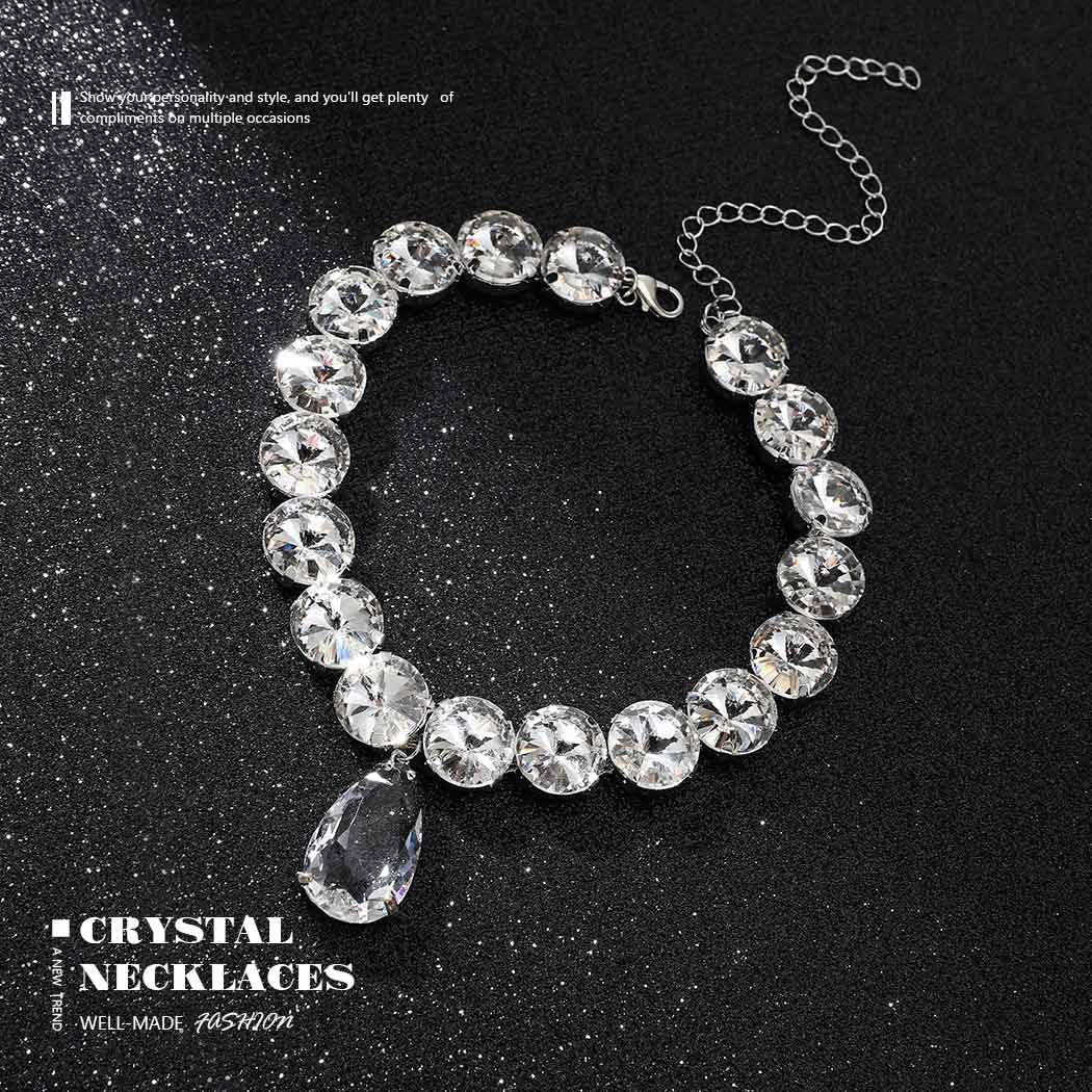 ACEDRE Rhinestone Choker Necklace Large Crystal Pendant Necklaces Silver Diamond Neck Chain Party Prom Pageants Fashion Chokers Jewelry for Women