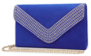 lefrcry women satin evening bags ladies party handbag for wedding party handbag rhinestone clutch purses blue