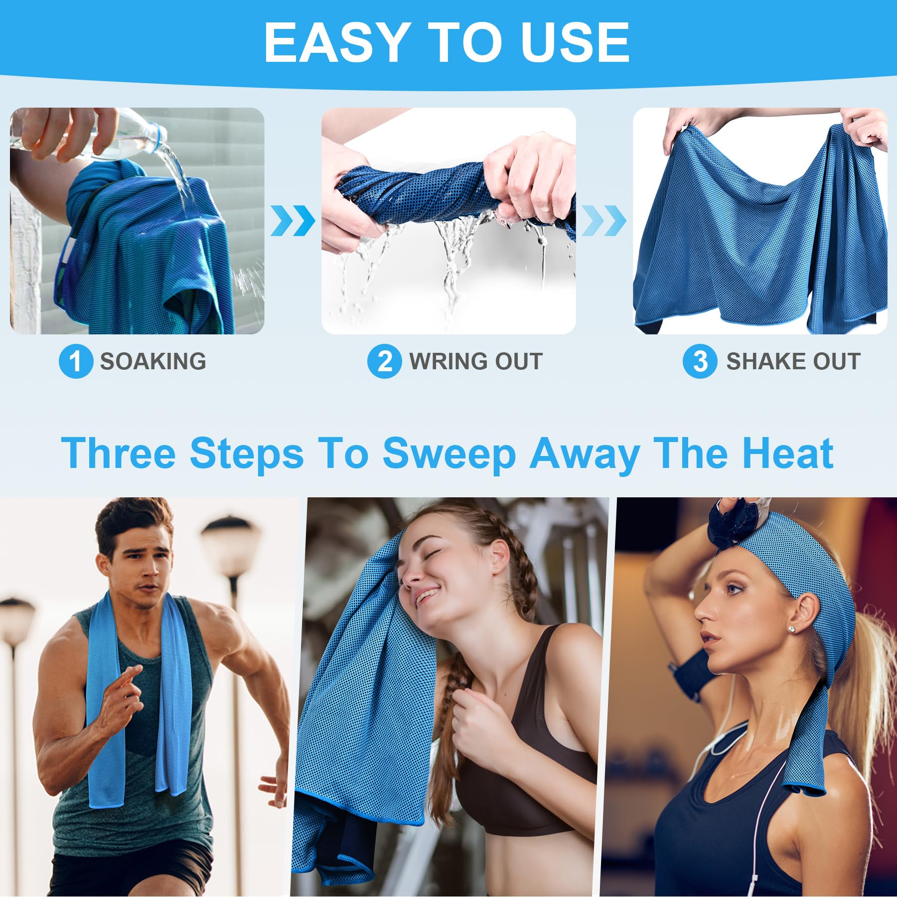 U-pick Cooling Towels for Neck and Face[40"x12"], Sweat Towel Breathable Soft, Stay Cool Chill Towel Cold Towel for Gym, Yoga, Sports, Workout, Baseball, Beach, Camping, Travel, Cruise