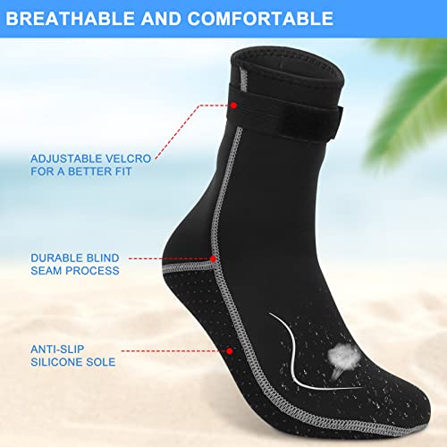 Gimilife Neoprene Socks 3MM Water Socks for Women Men, Waterproof Diving Wetsuit Socks Sand Socks for Beach Volleyball Snorkeling Surfing Kayaking Swimming Water Sports Activities (High Style,XL)