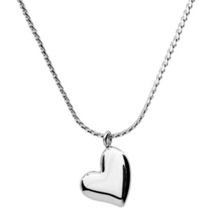 Jude Jewelers Stainless Steel Heart Shaped Classic Plain Statement Wedding Holiday Party Pendant Necklace (Silver)