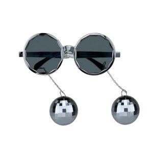 POPCIEL Retro Disco Ball Glasses Funny Party Sunglasses - Party Favor (Silver), 7.28*4.13*1.57 inch