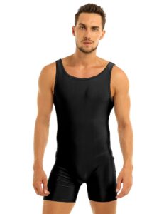 yihuimin men's one piece tank top sports workout leotard bodysuit wrestling singlet underwear black 3x-large