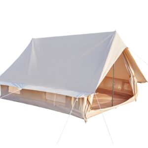 canvas cabin bell tent for 3-4 person, waterproof glamping yurt tent breathable all seasons outdoor camping tent, 6.69*8.2*4.92'