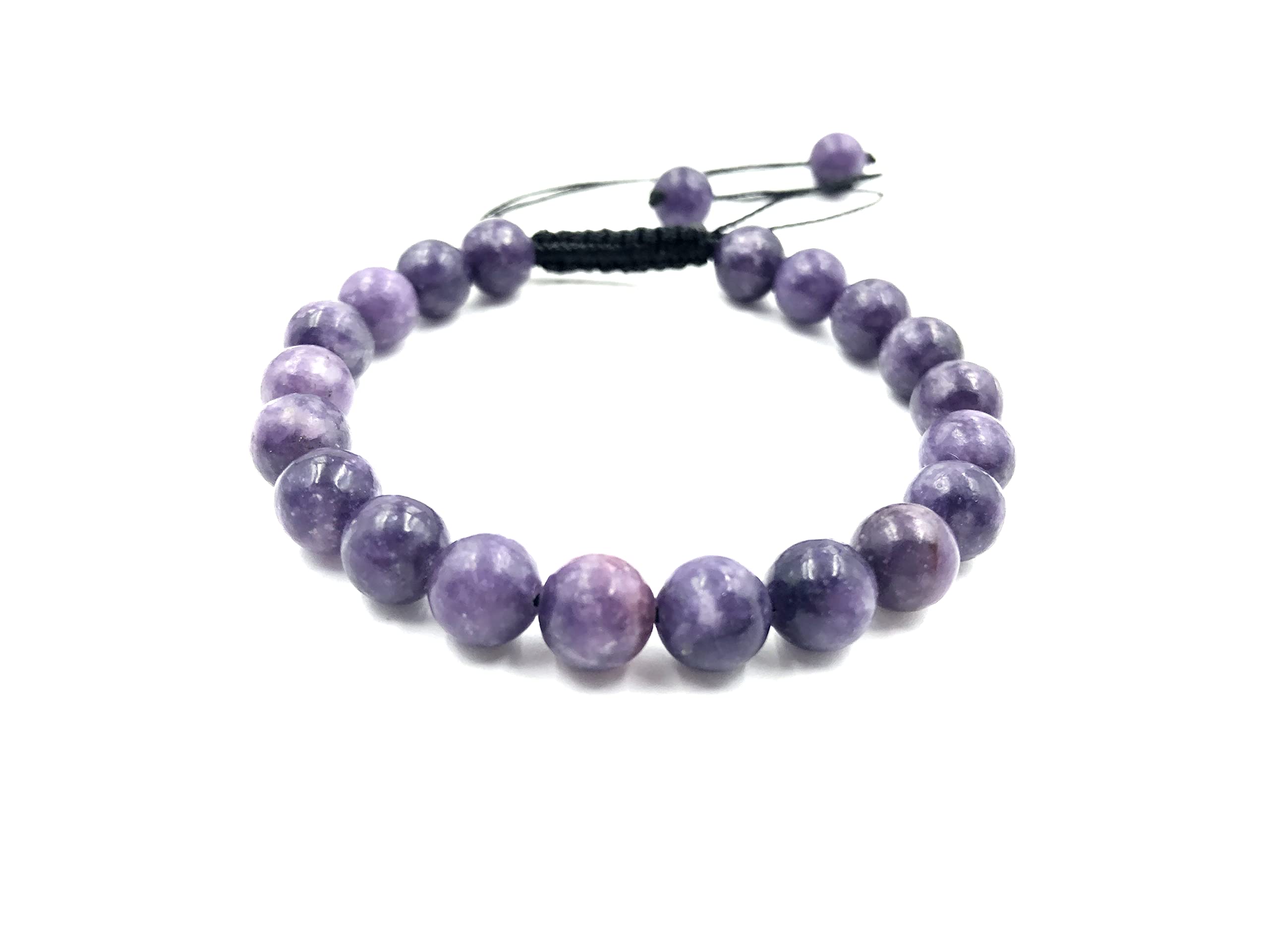 SHNAYA JEWELS AAA LEPIDOLITE Natural Healing Power Gemstone Crystal Beads Unisex Adjustable Macrame Bracelets 8mm