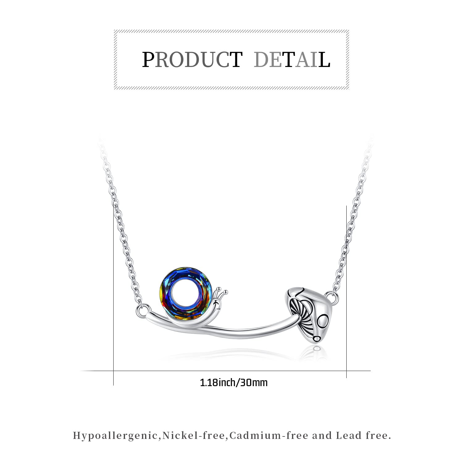 Mushroom Snail Necklace for Women 925 Sterling Silver Crystal Snail Pendant Necklace Nature Animals and Plants Charms for Women Love Lucky Jewelry Gift