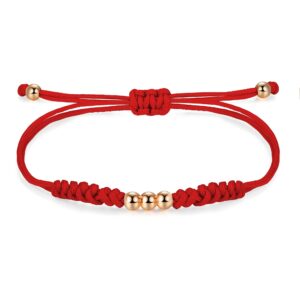 jendear shine braided rope bracelet for women, handmade bracelet with beads and knots, girl birthday friendship lucky gift red black jewelry