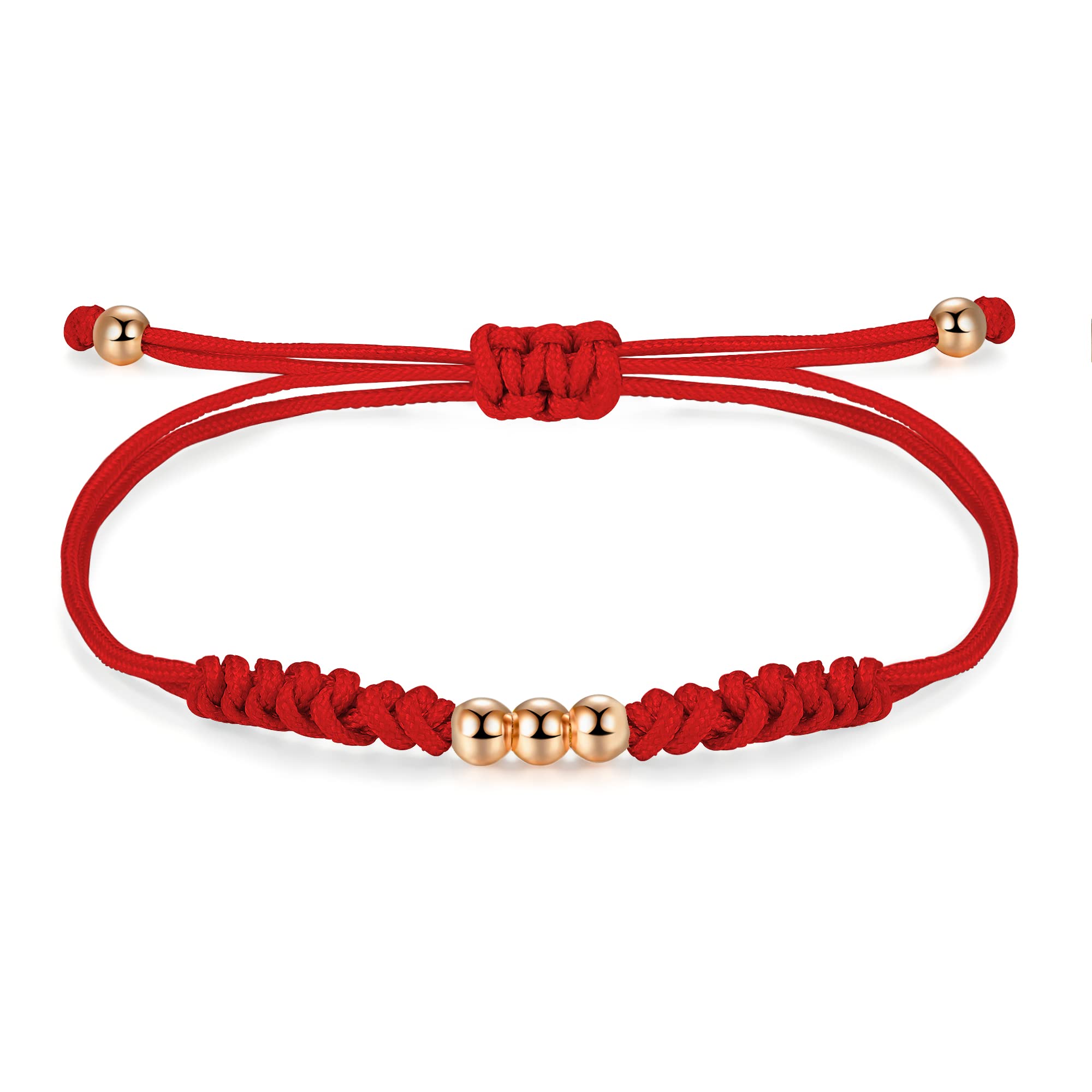 JENDEAR SHINE Braided Rope Bracelet for Women, Handmade Bracelet With Beads And Knots, Girl Birthday Friendship Lucky Gift Red Black Jewelry