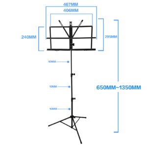 Mosico Music Stand for Sheet Music Portable 2 in 1 Dual-Use Folding Sheet Music Stand Music Holder with Carrying Bag