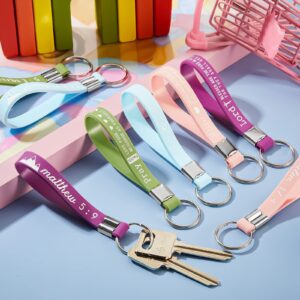 Sureio 24 Pcs Christian Bible Keychains with Scripture Inspirational Religious Keychains Verses Church Gift(Bright Colors)