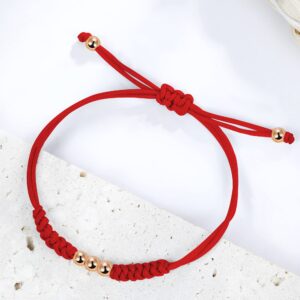 JENDEAR SHINE Braided Rope Bracelet for Women, Handmade Bracelet With Beads And Knots, Girl Birthday Friendship Lucky Gift Red Black Jewelry