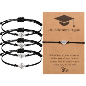 gbtbys 5pcs graduation bracelet gifts for her him, 2024 the adventure begins, graduate compass college high school inspirational gifts for women