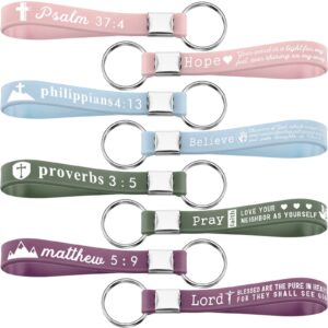 sureio 24 pcs christian bible keychains with scripture inspirational religious keychains verses church gift(bright colors)