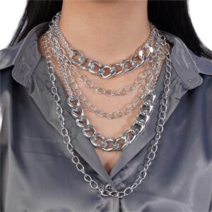 yertter punk multi-layered cuban curb chunky chain silver choker necklace thick choker hip hop street eboy choker necklace gift