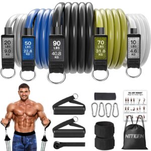 heavy resistance bands for working out 240lbs, niteen resistance bands with handles weight exercise bands for men women, workout bands with door anchor and ankle straps strength training equipment