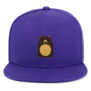 Bear Hip-Hop Snapback Hat Embroidered Purple Baseball Cap Big Scary