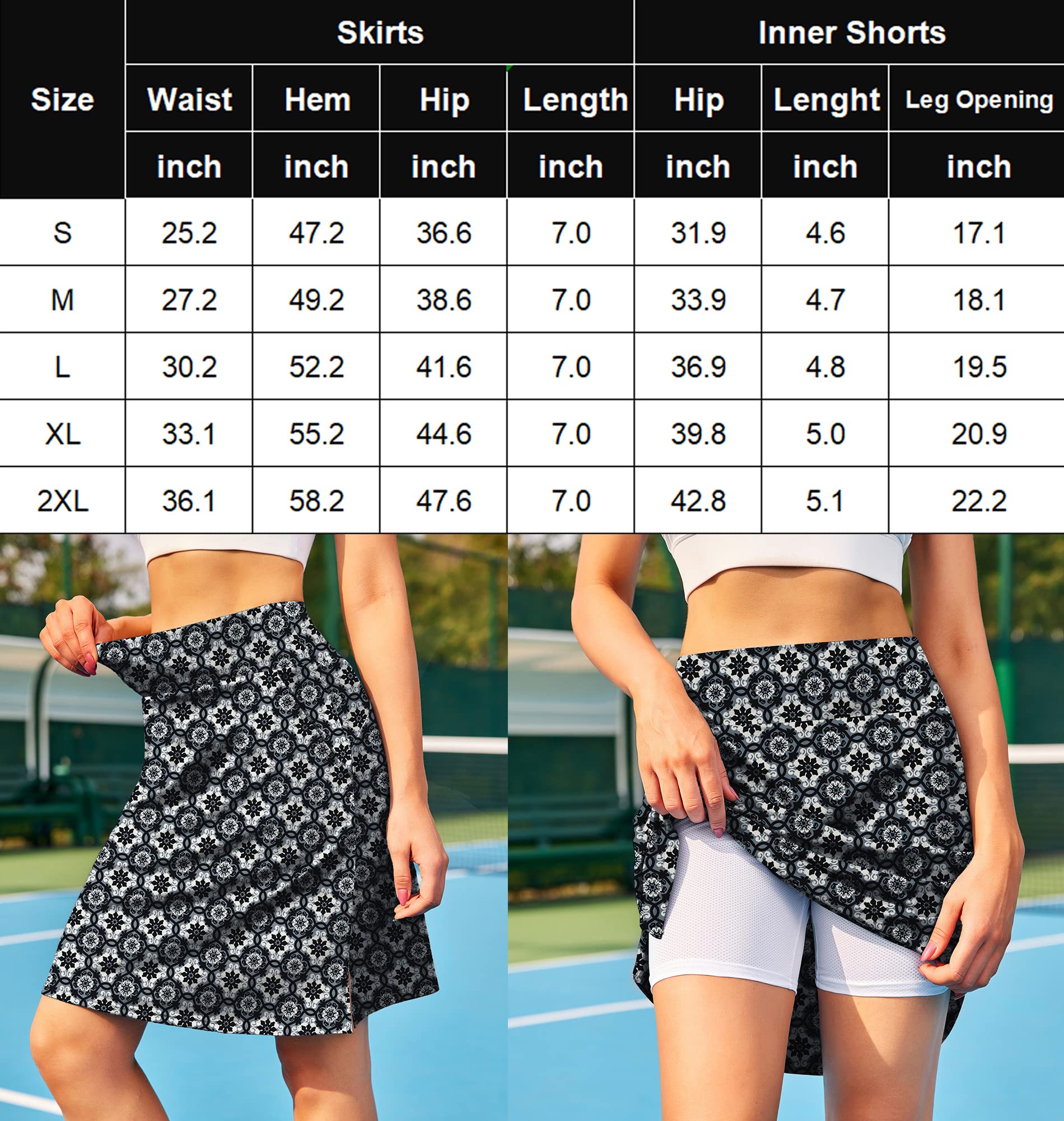 COOrun Women Tennis Skort Skirt for Running Golf Workout Sports with Short and Pockets