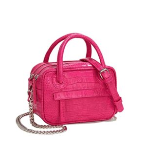 women shoulder bag handbags small crossbody purse top handle bag crocodile pattern clutch bag chain wristlet satchel purse, rose