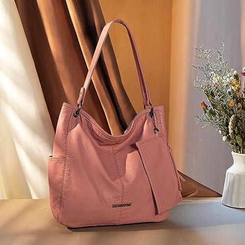 Montana West Hobo Purse for Women 2pcs Handbag Set Shoulder Bag Soft Washed Leather Top Handle Satchel with Wallet MWC2-115PK