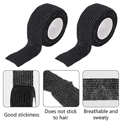 Adherent Wrap, 1 Inch X 2 Yards Waterproof Self Adhesive Bandage Wrap for Men Women for Fingers for Sports Injury Black