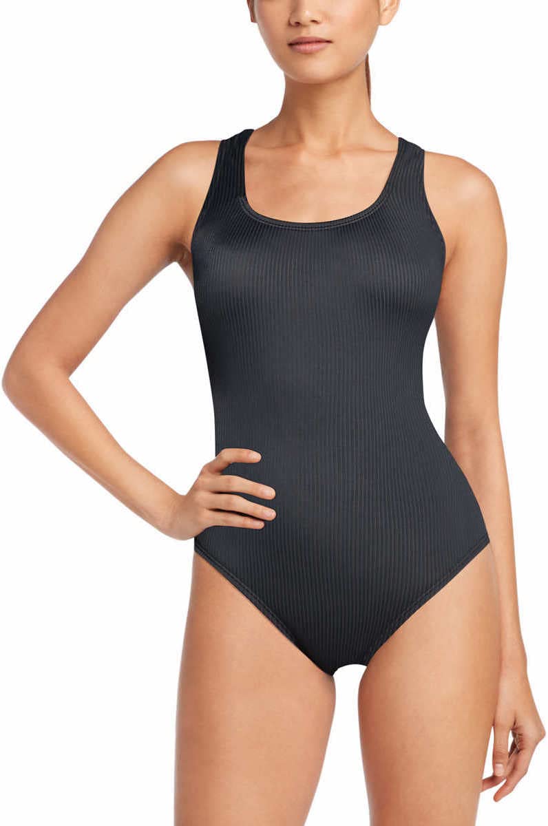 Speedo Womens Ultraback One Piece Swimsuit (Speedo Black Rib, Small)