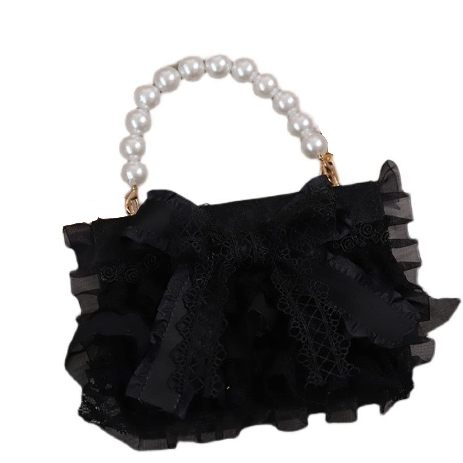 JIAJIA B01 Women's Purses Handbags Envelope Clutch Bags Tassel Lace Flowers Wedding Evening Bag,Black