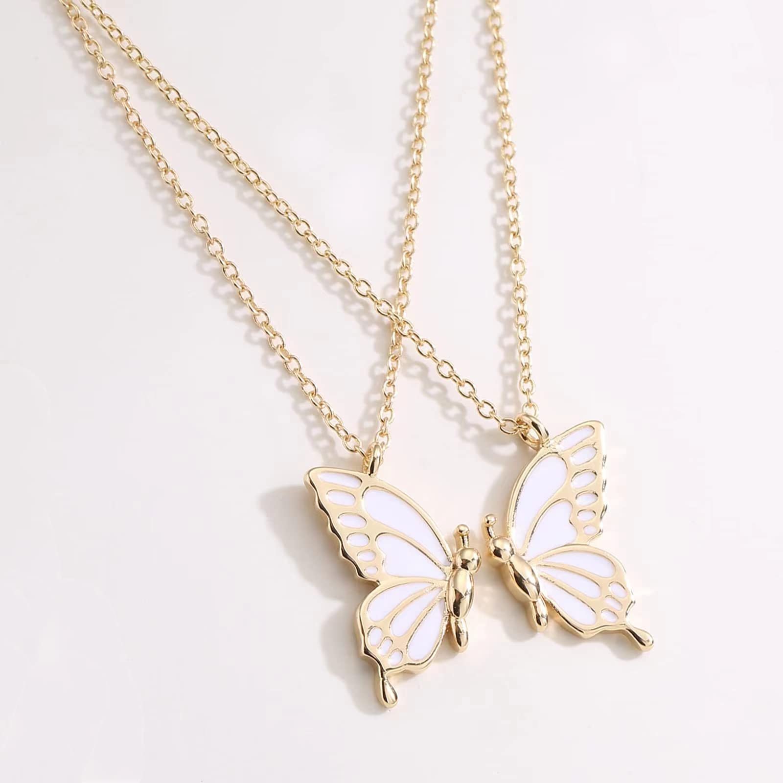 Aunt Niece Matching Necklace 2 Butterfly Matching Gift Set for 2 Thanksgiving Mother's day Valentine's Christmas Birthday for auntie (Gold)