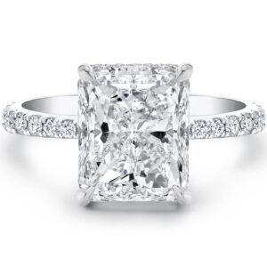 bo.dream 3ct radiant cut cubic zirconia engagement rings for women platinum plated sterling silver size 7