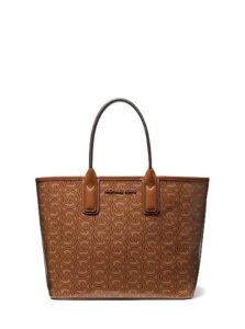 michael kors jodie small jacquard logo recycled polyester tote handbag luggage women's brown