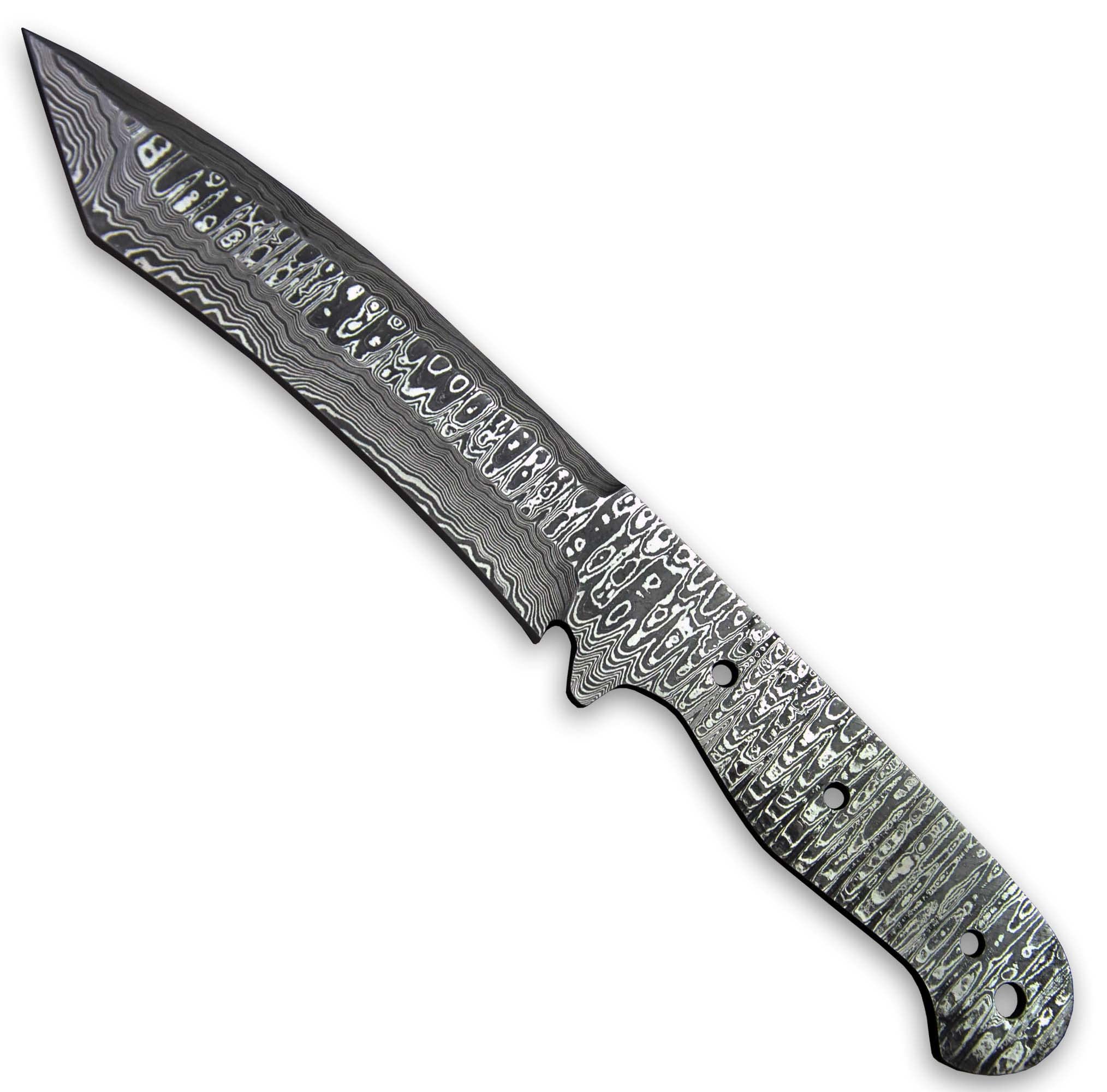 Hercules Knives Custom Hand Forged Damascus Steel Blank Blade Tanto Hunting Knife Damascus Blade Billet Handmade Knife Making Supply (Ladder Pattern)