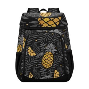 tropical pineapples palm leaves cooler backpack insulated leak proof beach cooler bag 30 cans waterproof lightweight soft lunch picnic hiking camping backpack cooler for men women