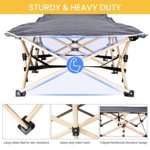 S.Y. Folding Camping Cot for Adult, Portable Folding Bed Suitable Camping Cot for Camping Office Use, Outdoor Marching Recliner, Escort Bed, Grey.