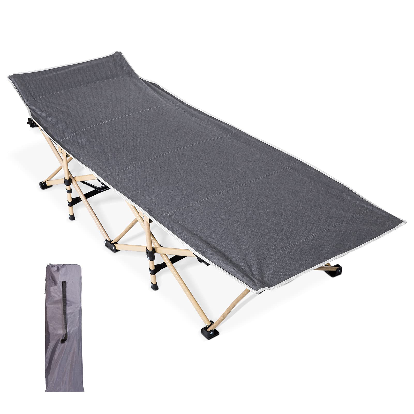 S.Y. Folding Camping Cot for Adult, Portable Folding Bed Suitable Camping Cot for Camping Office Use, Outdoor Marching Recliner, Escort Bed, Grey.