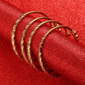 Yongkan Jewelry 4pcs Ethiopian Jewelry Dubai Gold African Bangles & Bracelets For Women Men